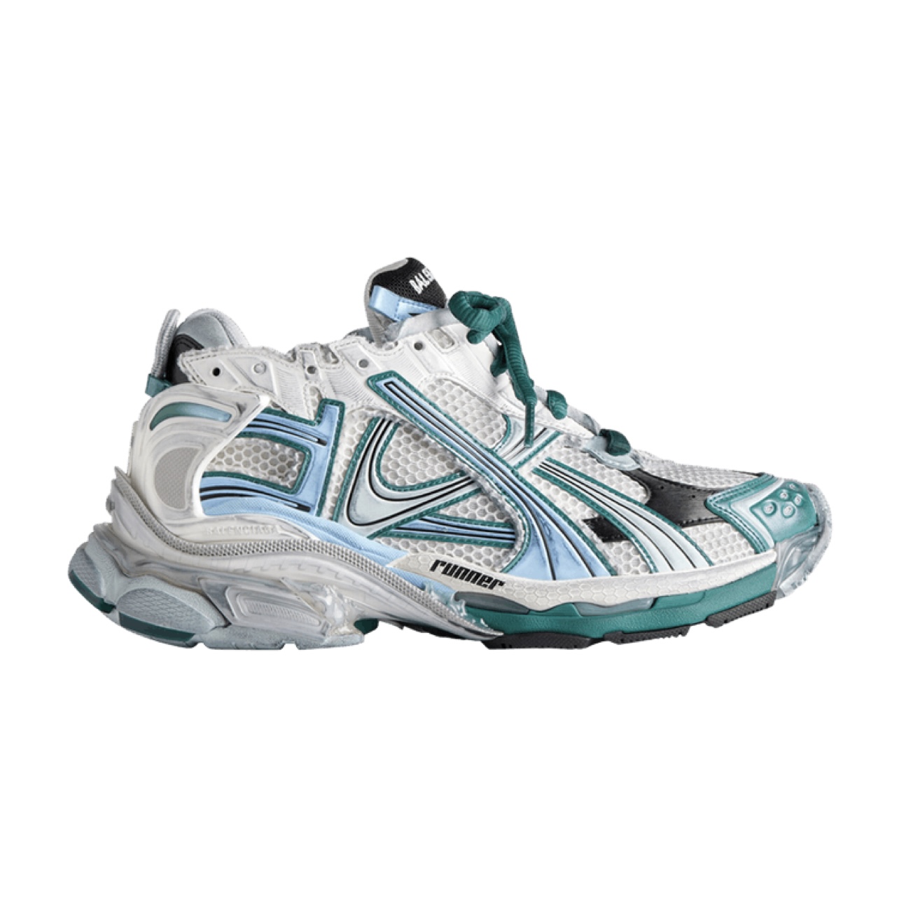 BB RUNNER - WHITE, GREEN & BLUE : ShopFlyWearz